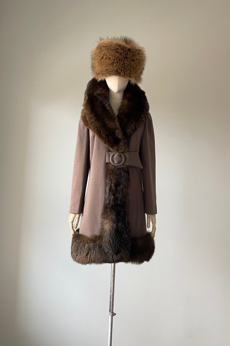 SALE! 1960s Brown Mink Buckle Front Coat | MEDIUM – Mill Street Vintage