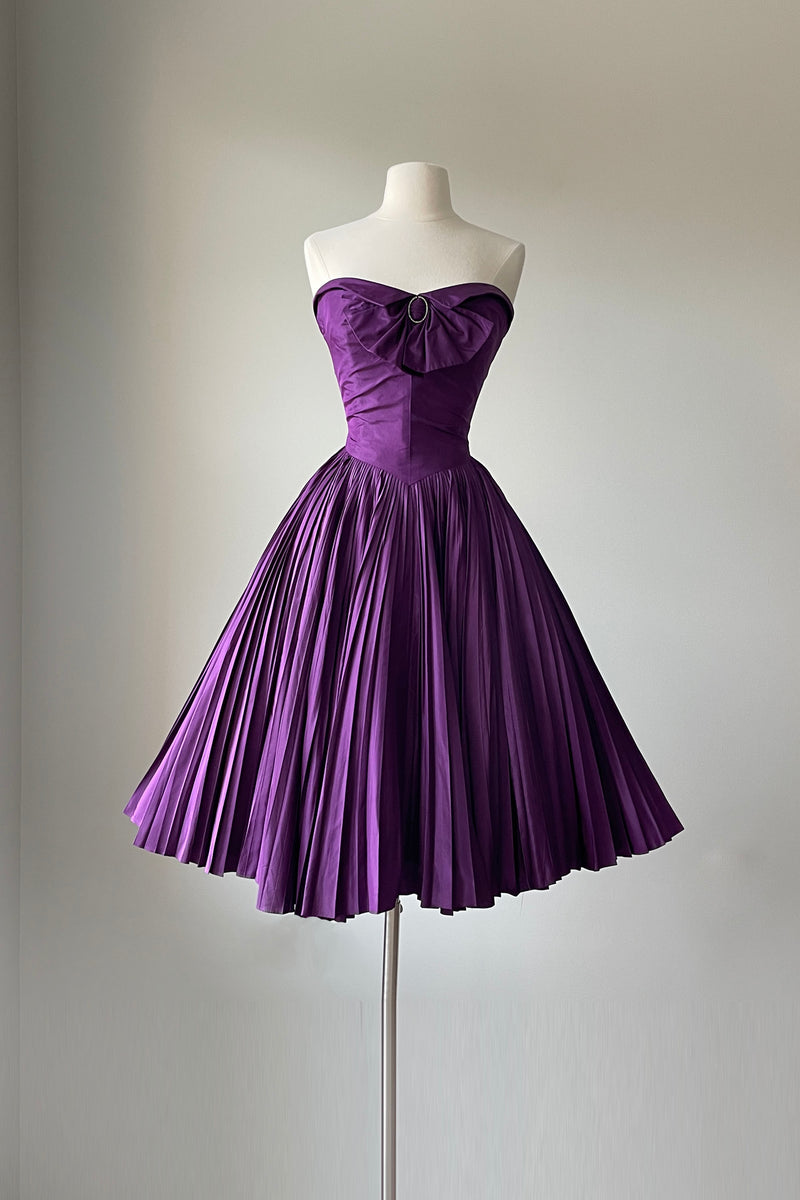 1950s Royal Purple Silk Dress by Nina Ricci | XS – Mill Street Vintage