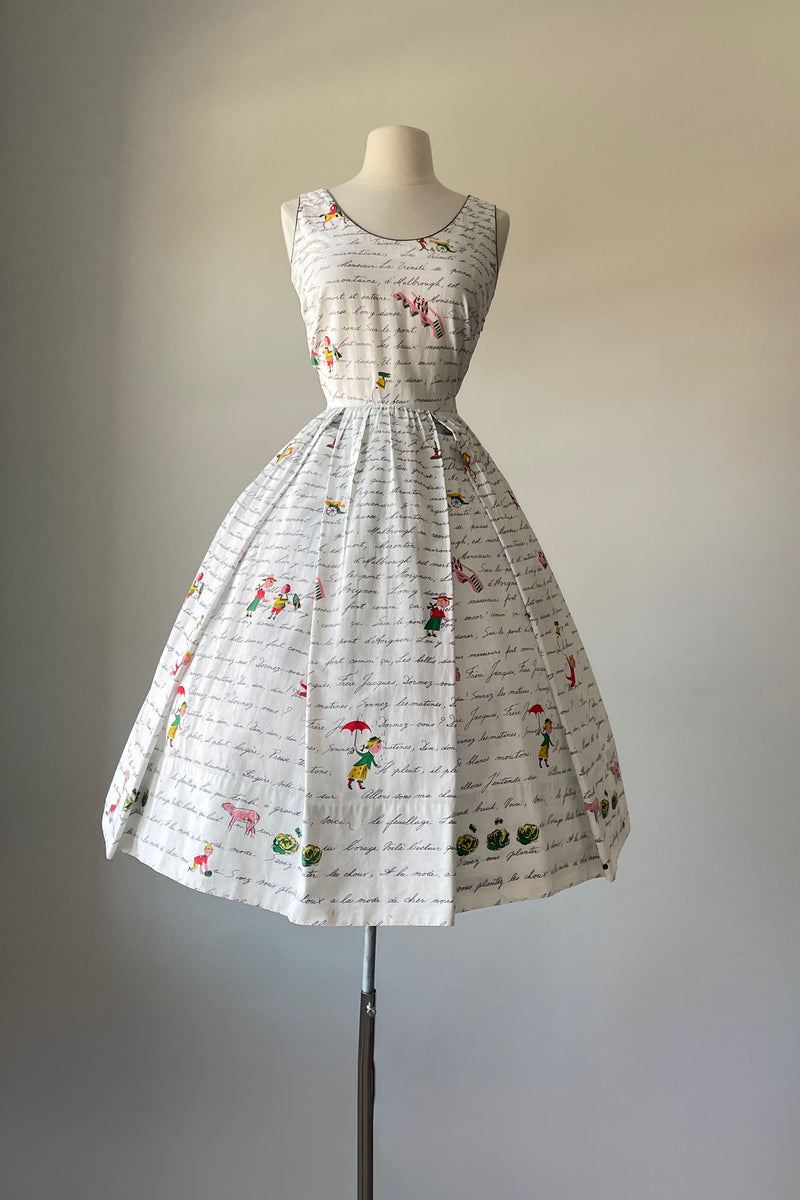 Vintage 1950s French Novelty Print Dress by L'Aiglon | XS – Mill Street ...