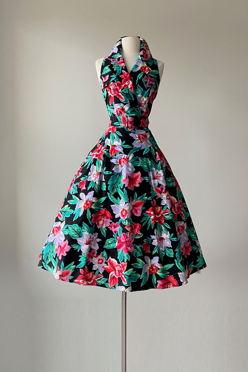 1980s Stuart Allen Tropical Dress | MEDIUM – Mill Street Vintage