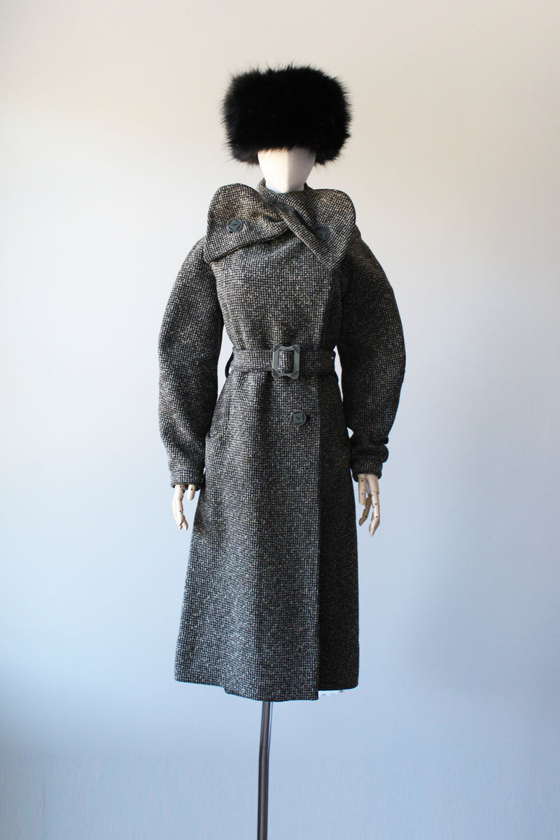 1930s Tweed Belted Bow Neck Coat | S/M – Mill Street Vintage