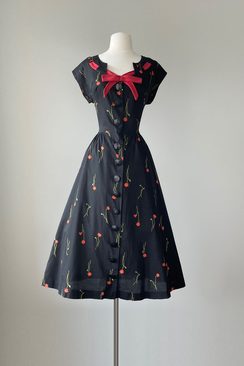 1950s Poppy Print Dress by Paul Sachs | LARGE – Mill Street Vintage