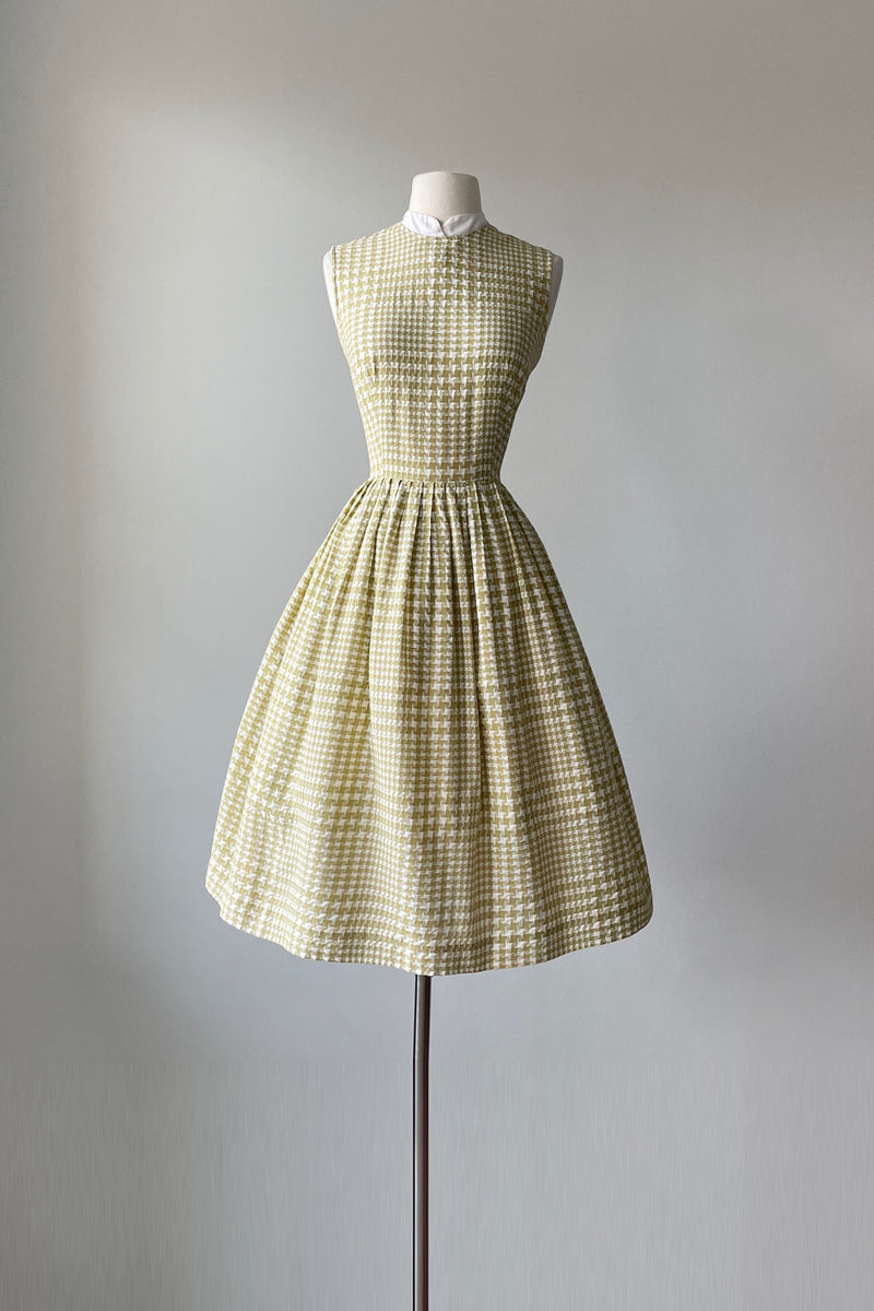1960s Sage Green Houndstooth Dress | LARGE – Mill Street Vintage